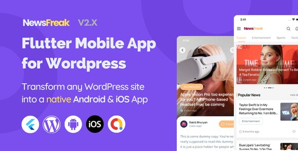 Newsfreak v2.2.2 Nulled - Flutter Mobile App for WordPress Source