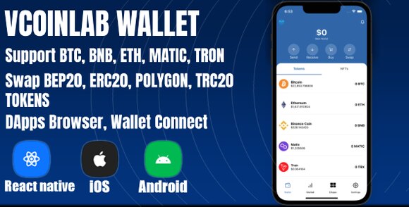 VCoinLab v1.0 - Best Crypto Wallet React Native Template Source