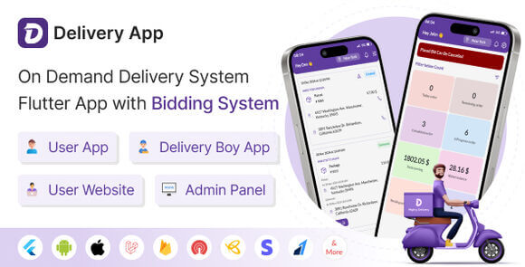 MightyDelivery v28.0 - Delivery App - On Demand Delivery System Flutter App with Bidding System ...