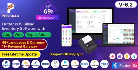 POS SAAS v6.2 Nulled - Flutter POS Billing Inventory Software with HRM App + Web + Super Admin ...