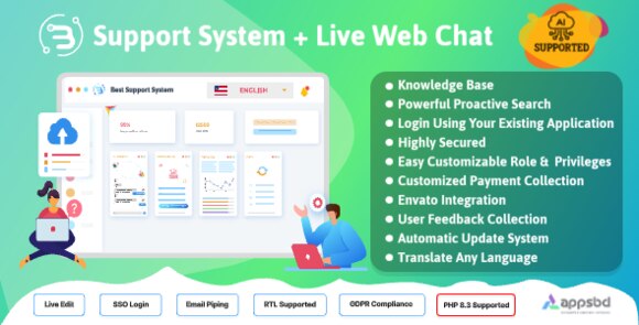 Support System v4.1.7 Nulled - Live Web Chat & Client Desk & Ticket Help Desk PHP Script
