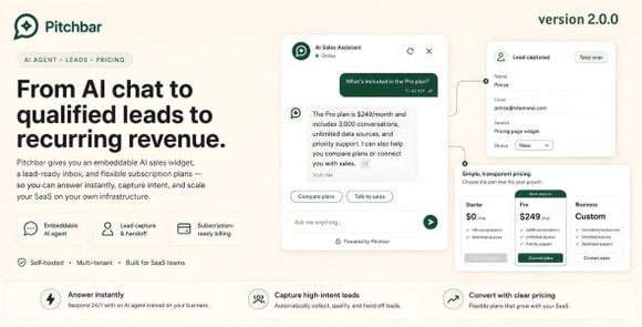 Pitchbar v2.0.0 - Self-hosted SaaS Sales AI Widget for Any Website ...